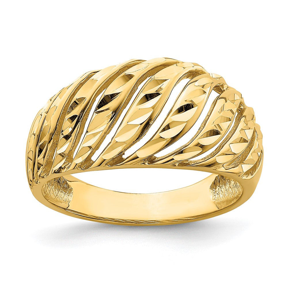 14K Gold Diamond-Cut Dome Ring with Open Slash Design – Treasures Jewelers