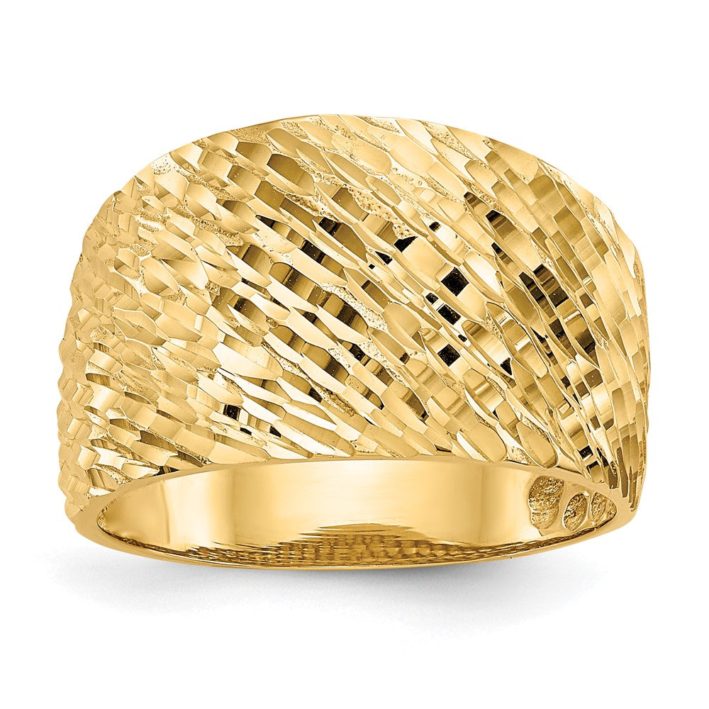 14K Gold Polished Textured Dome Ring – Treasures Jewelers